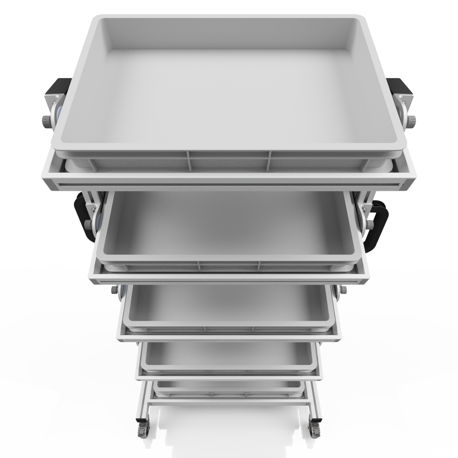 Systemwagen für Eurobehälter 60 x 40 H 134 cm neigbar | 4 x Tablar neigbar, 1 x Tablar starr ...